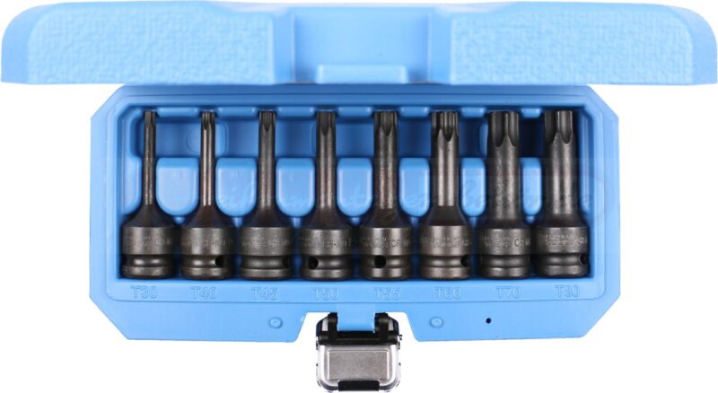 1/2" Kraft Bit-Stecknuss Satz, Torx, 8-tlg, T30 - T80, 35,95