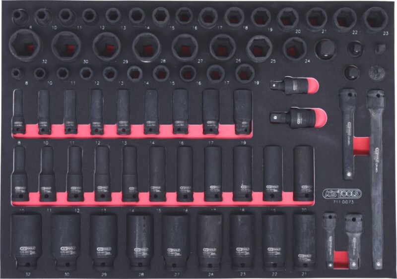 3/8"+1/2" SCS Kraft-Steckschlüssel-Satz, 73-tlg in 1/1 Systemeinlage,