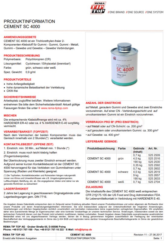 SC 4000 schwarz 350g / 390ml Gummi- und Neoprenkleber, 25,78