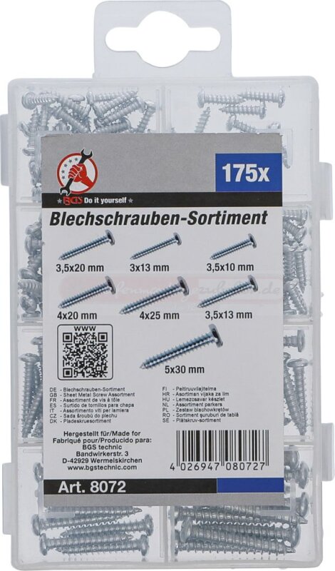 Blechschrauben-Sortiment | 175-tlg.